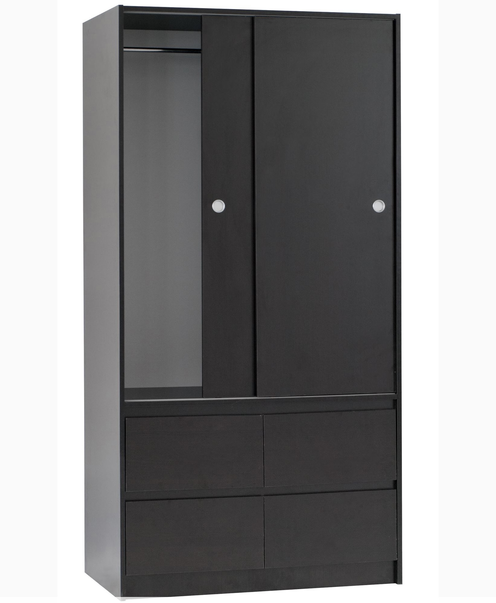 90cm Cue sliding robe+ 4draw dark walnut - One Stop Furniture