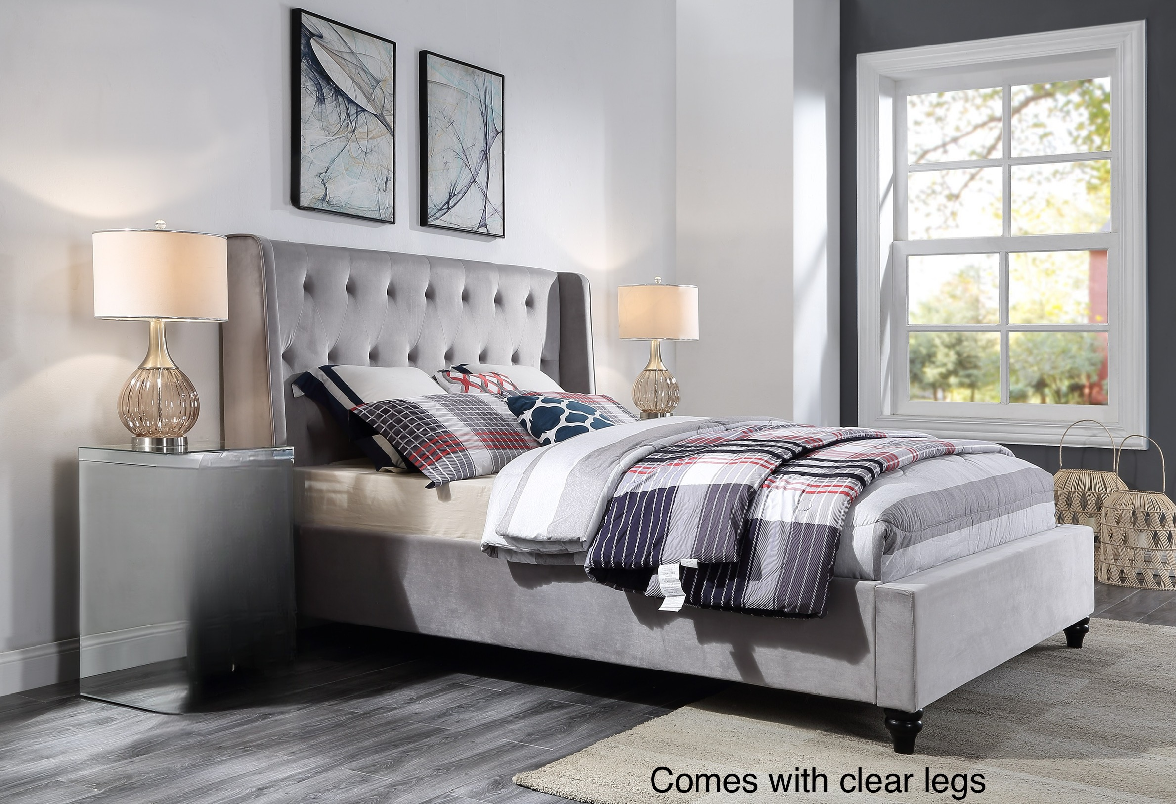 Merida King size bed frame silver - standard + type B WINGS + clear ...