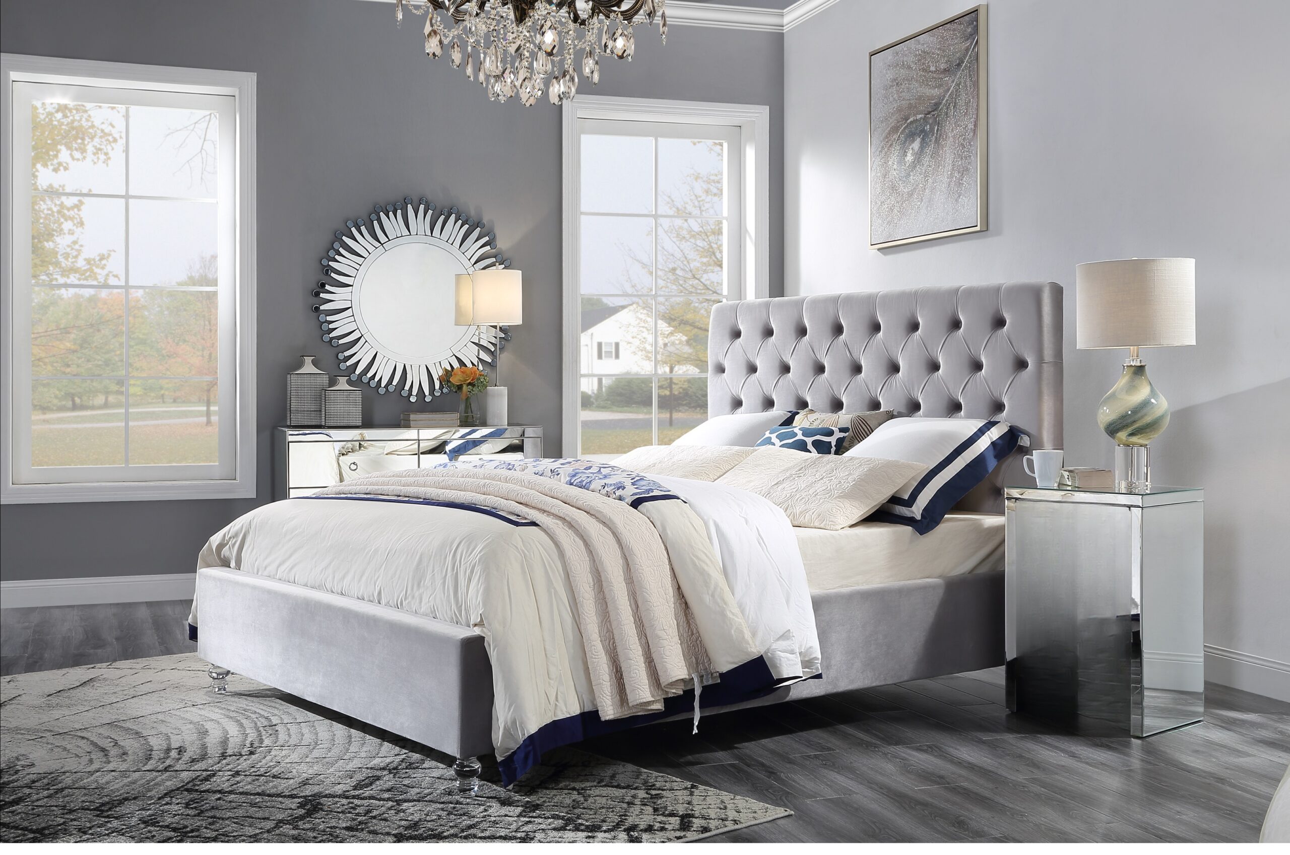 Colima king size bed frame silver - standard + clear legs - One Stop ...
