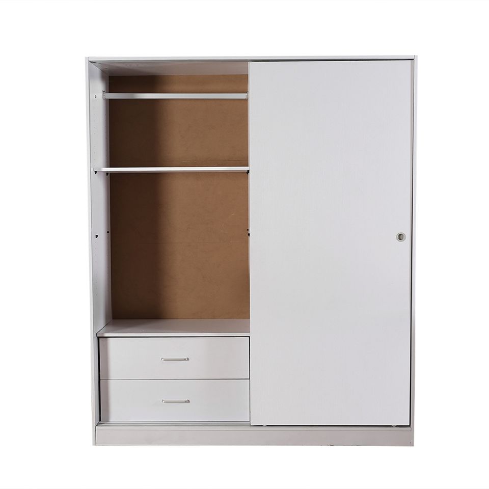 160cm jordon sliding door hanging robe+ 5 draw + 4 shelves white - One ...